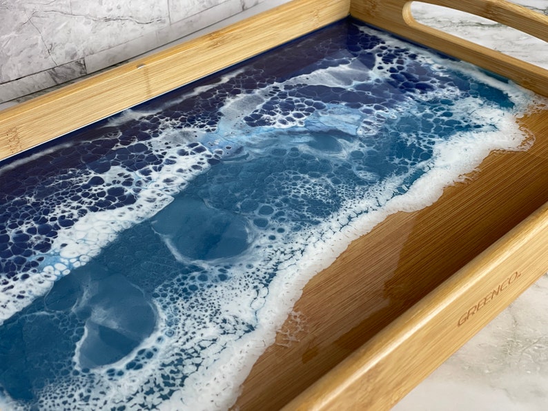 Bamboo Ocean Tray Wooden Resin Tray Beautiful Ocean Tray - Etsy