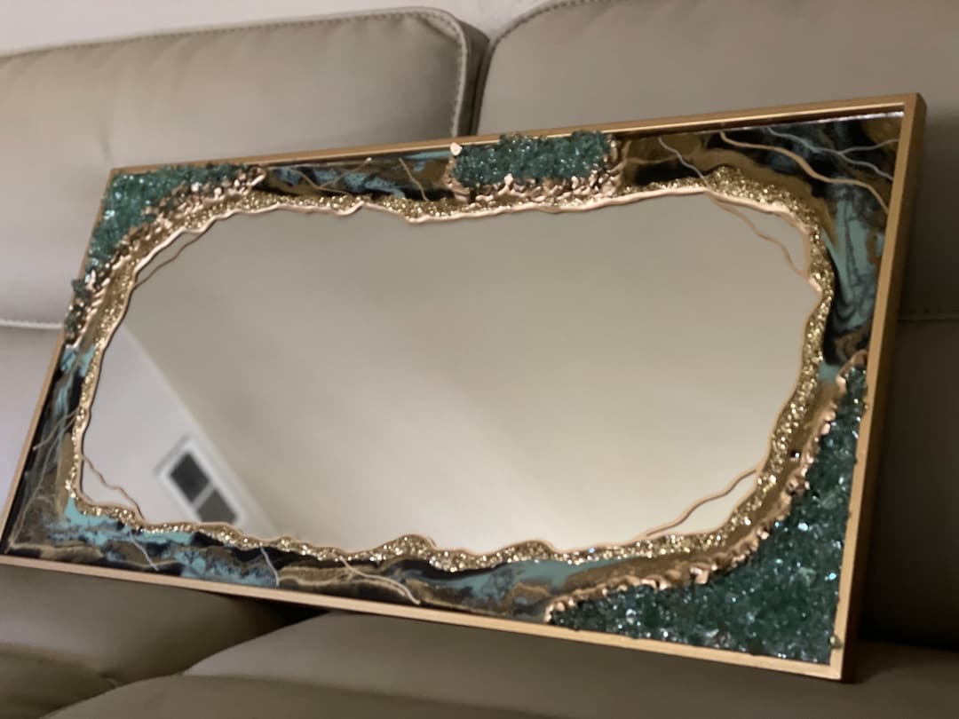 Black and Green Resin Mirror, Super Gorgeous Rectangle Mirror 18”*36 ...