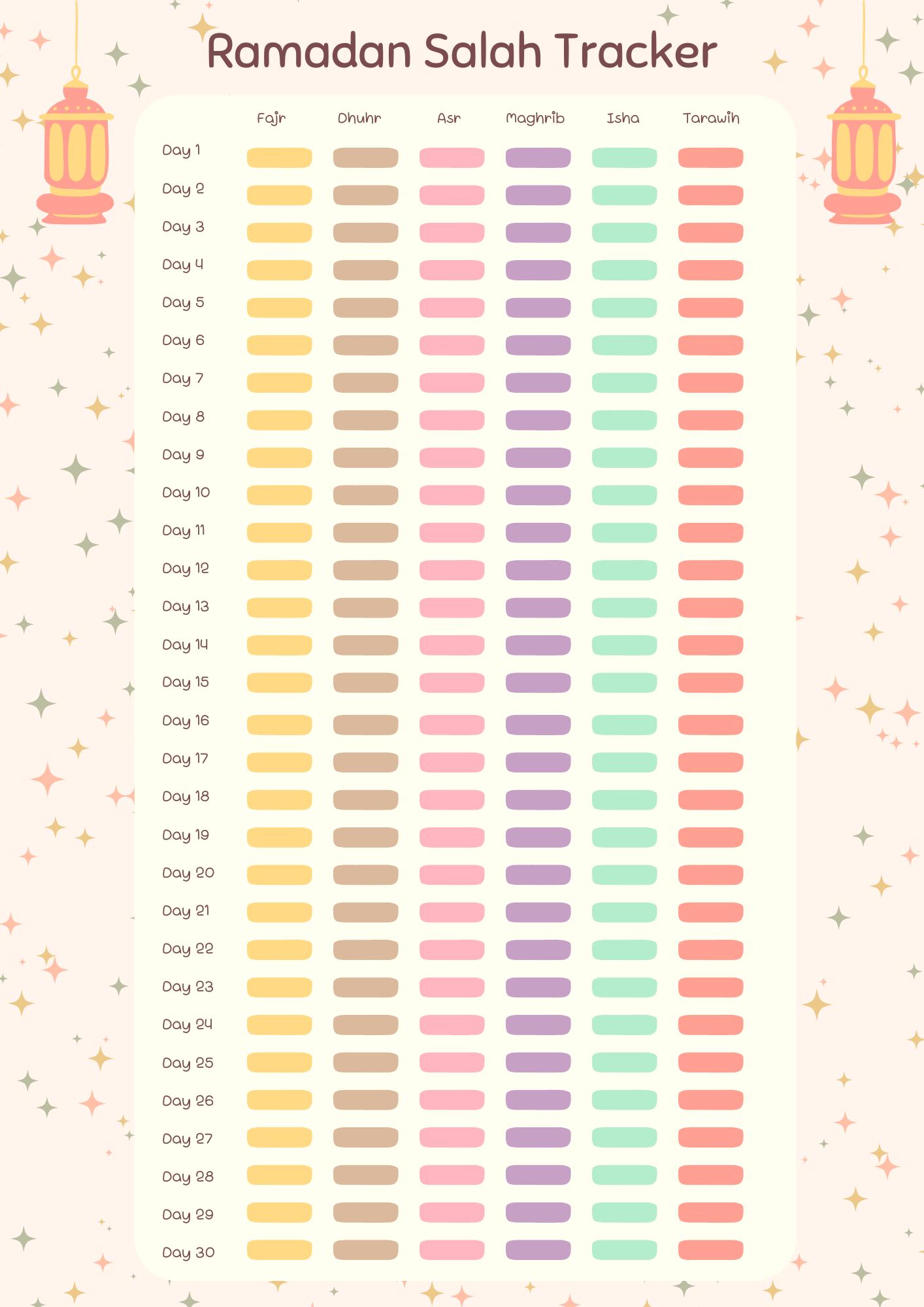 Ramadan Salah Tracker - Etsy
