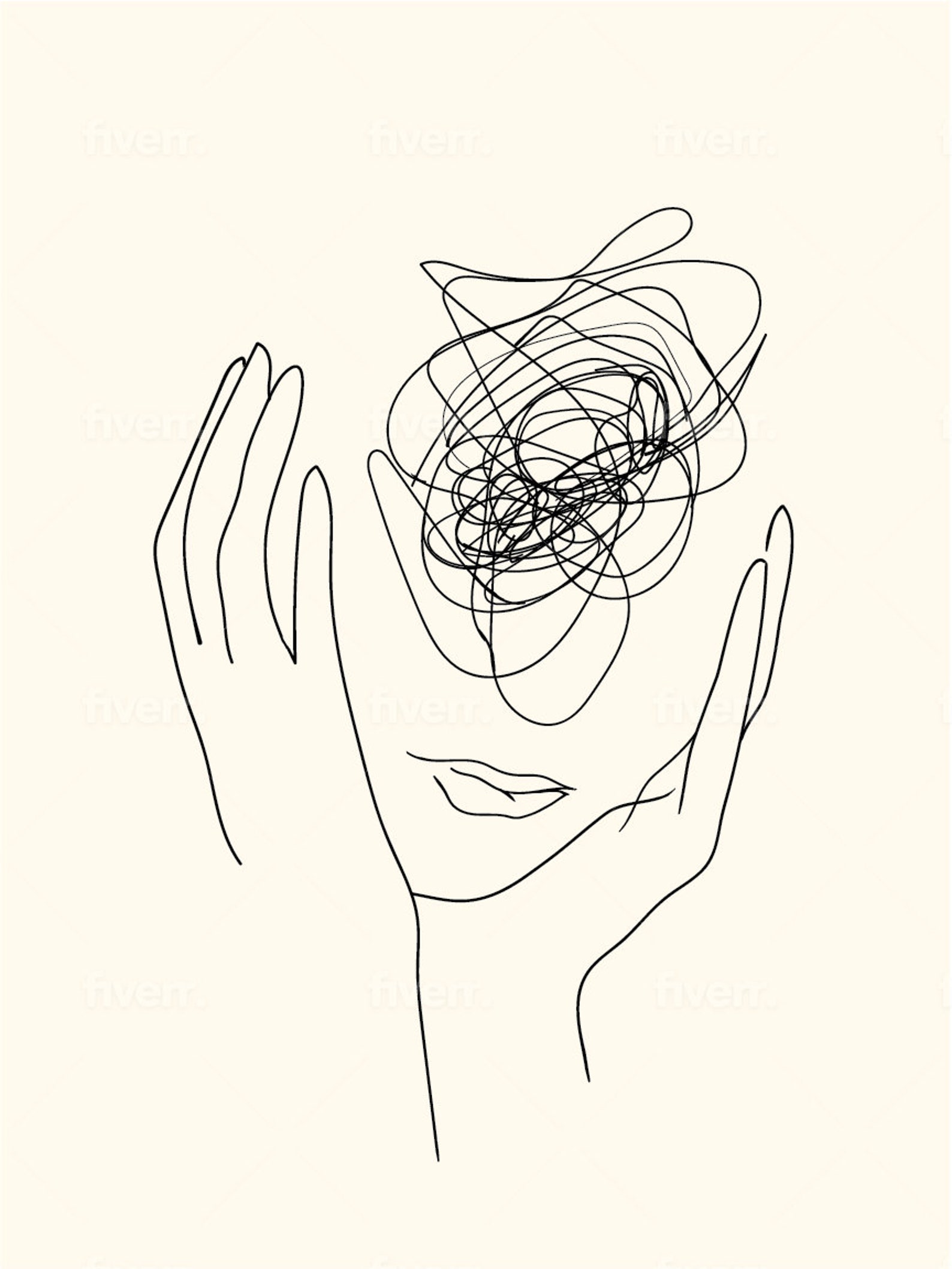 Line Art, Minimalistic Line Art, Mental Health Line Art of Women ...