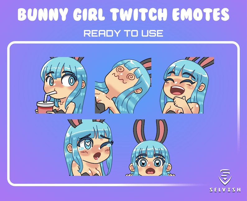 Cute Sexy Bunny Girl Emotes For Twitch Youtube And Discord Etsy