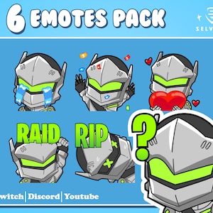 Genji Overwatch 6 Emotes Pack | Genji Twitch Emotes | Overwatch 2 ...