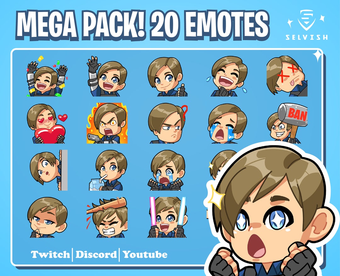Leon Mega Pack 20 Emotes Pack | Resident Evil Twitch Emotes | Dead by ...