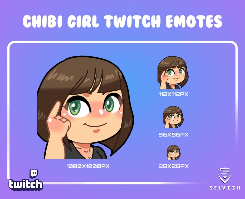 Cute Chibi Girl Short Brown Hair Twitch Emotes Pack - Etsy
