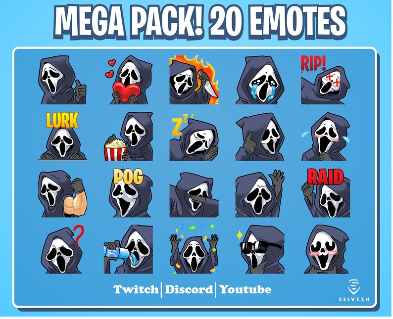 Ghostface Mega Pack 20 Emotes for Twitch Youtube and Discord - Etsy ...