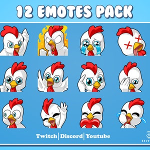 Chicken Rooster Emotes | Cute Funny Chicken Rooster 12 Emotes Pack for ...