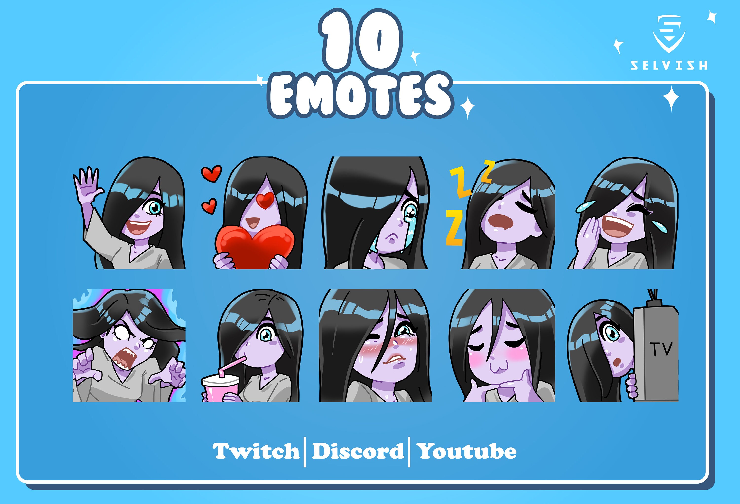 The Ringu Sadako 10 Emotes Pack for Twitch, Youtube, and Discord - Etsy
