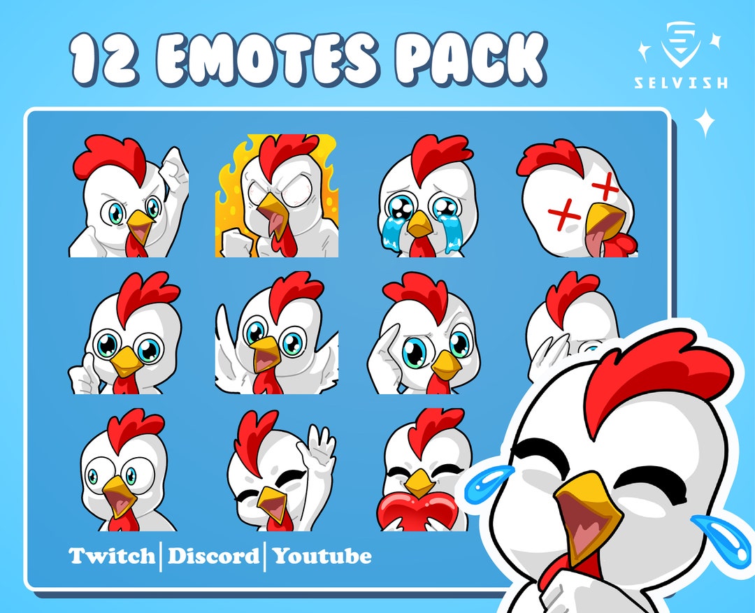 Chicken Rooster Emotes | Cute Funny Chicken Rooster 12 Emotes Pack for ...