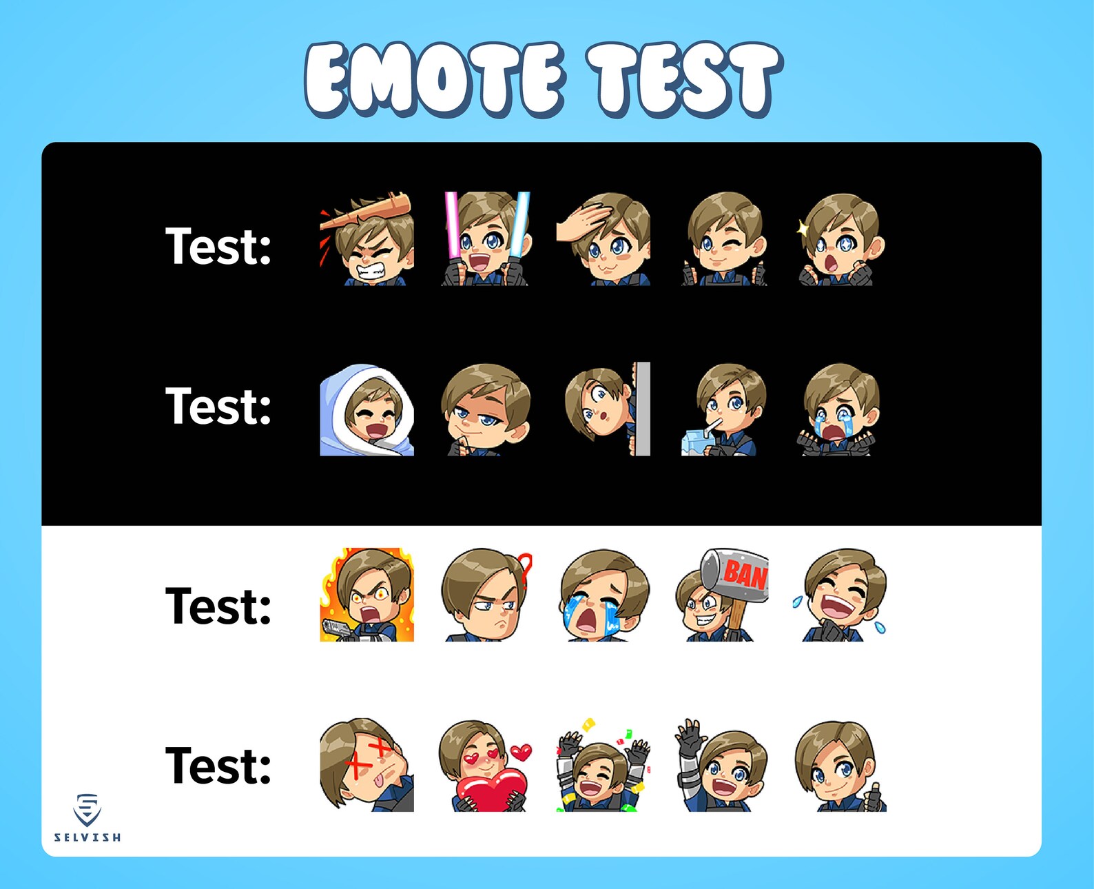 Leon Mega Pack 20 Emotes Pack / Emotes de contracción de Resident Evil ...