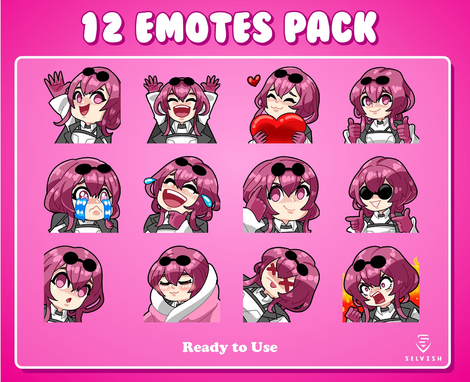 Kafka Honkai Star Rail 12 Emotes Pack HSR Twitch Emotes Honkai Star ...