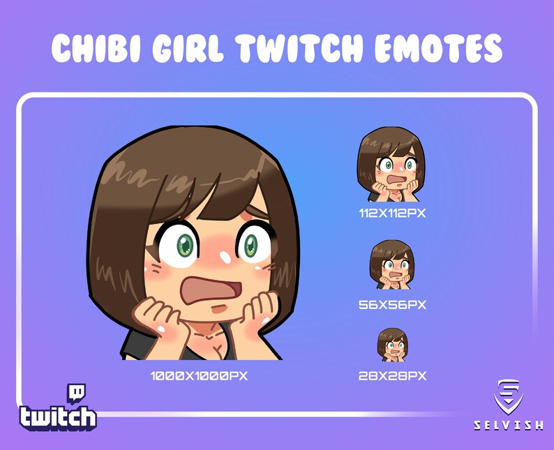 Cute Chibi Girl Short Brown Hair Twitch Emotes Pack - Etsy
