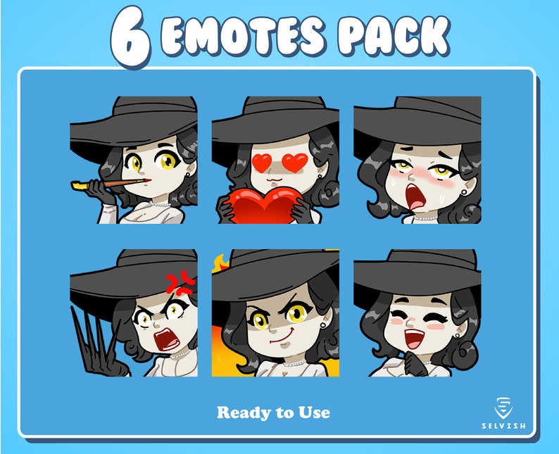 Lady Dimitrescu 6 Emotes Pack Alcina Dimitrescu Twitch Emotes Resident ...