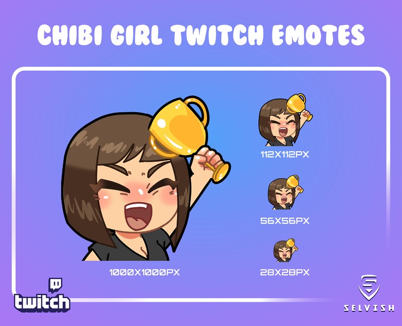 Cute Chibi Girl Short Brown Hair Twitch Emotes Pack - Etsy