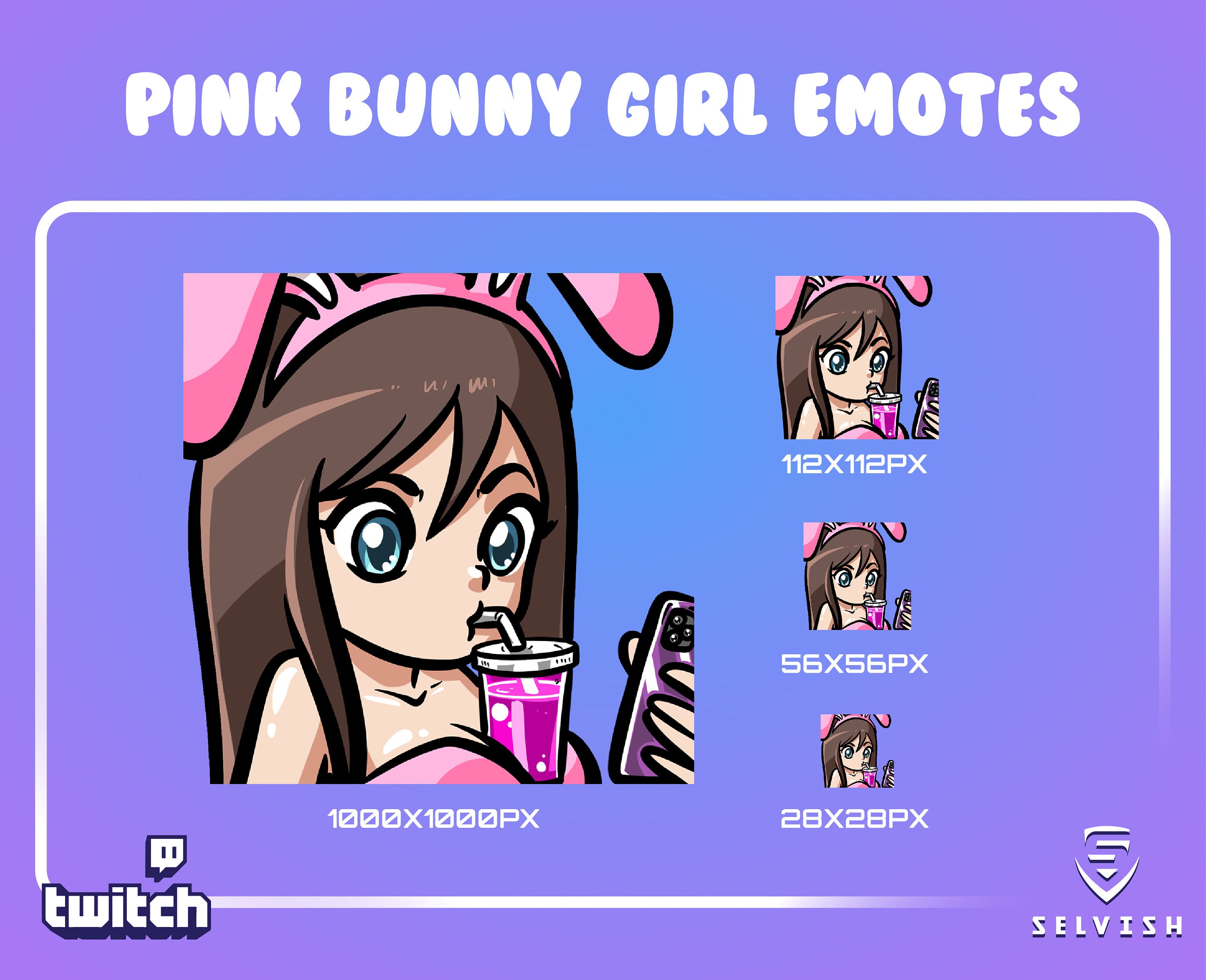 Pink Bunny Girl Cute Sexy Twitch Emotes Etsy