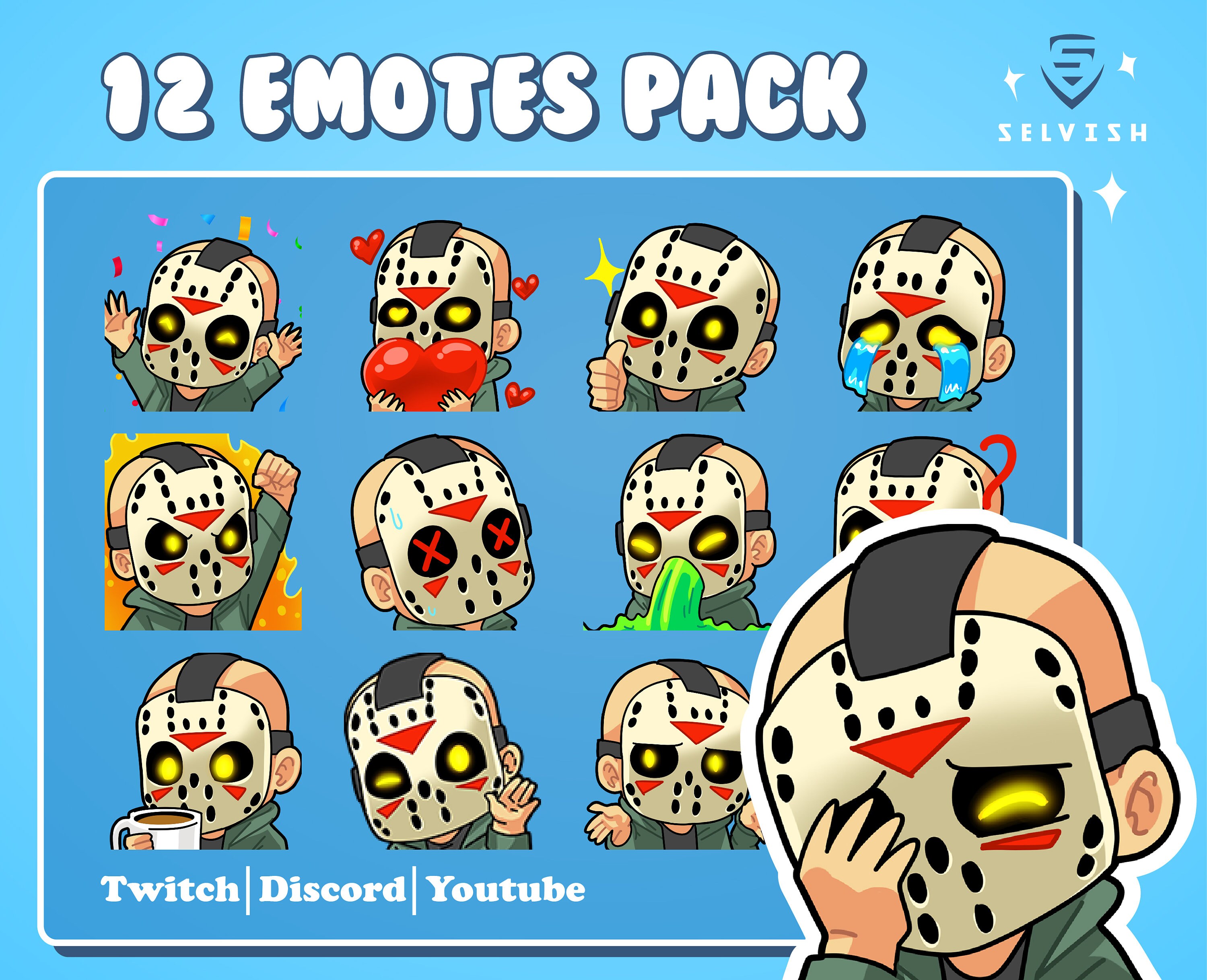 Jason 12 Emotes Pack | Horror Twitch Emotes | Dead by Daylight Emotes ...