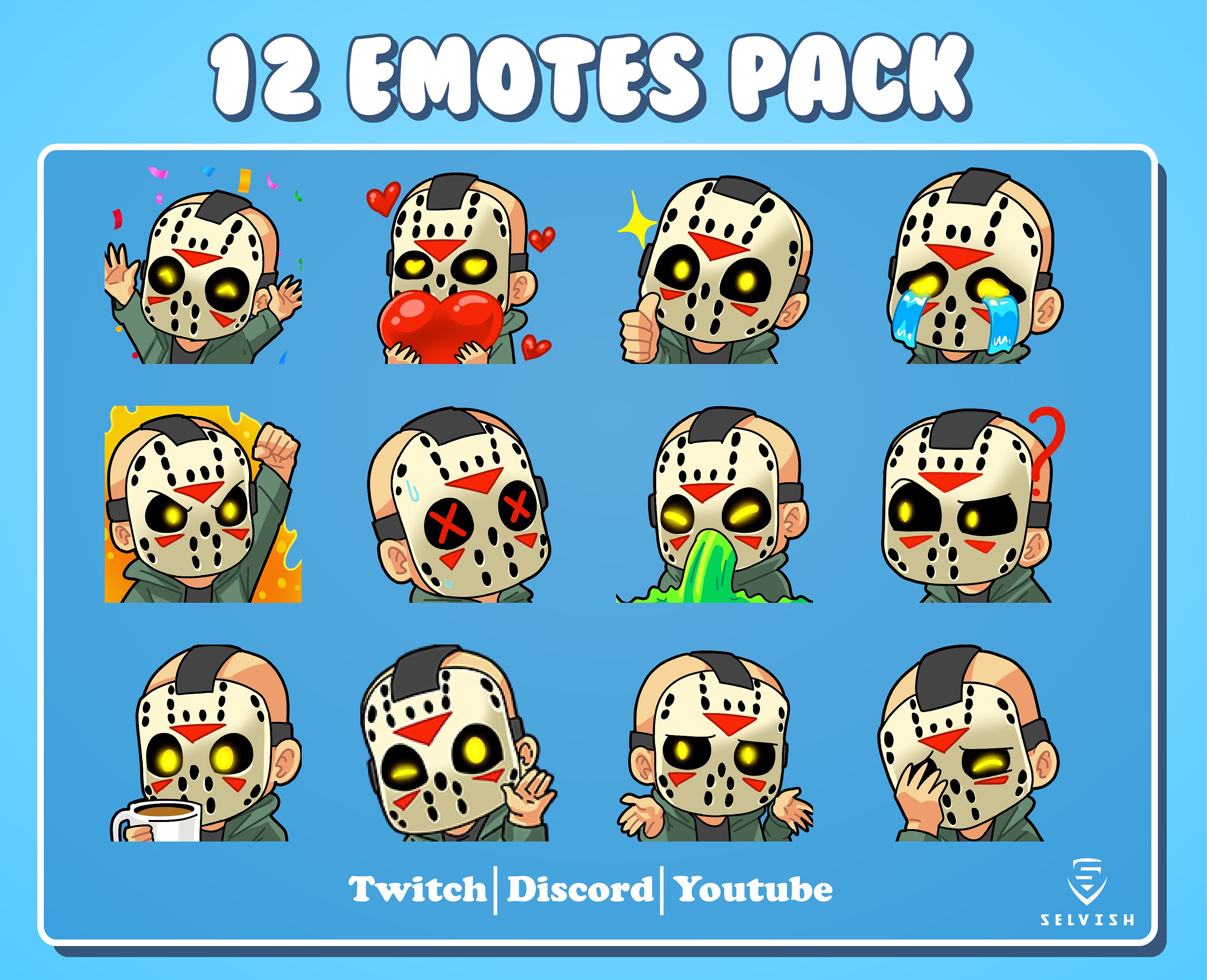 Jason 12 Emotes Pack | Horror Twitch Emotes | Dead by Daylight Emotes ...