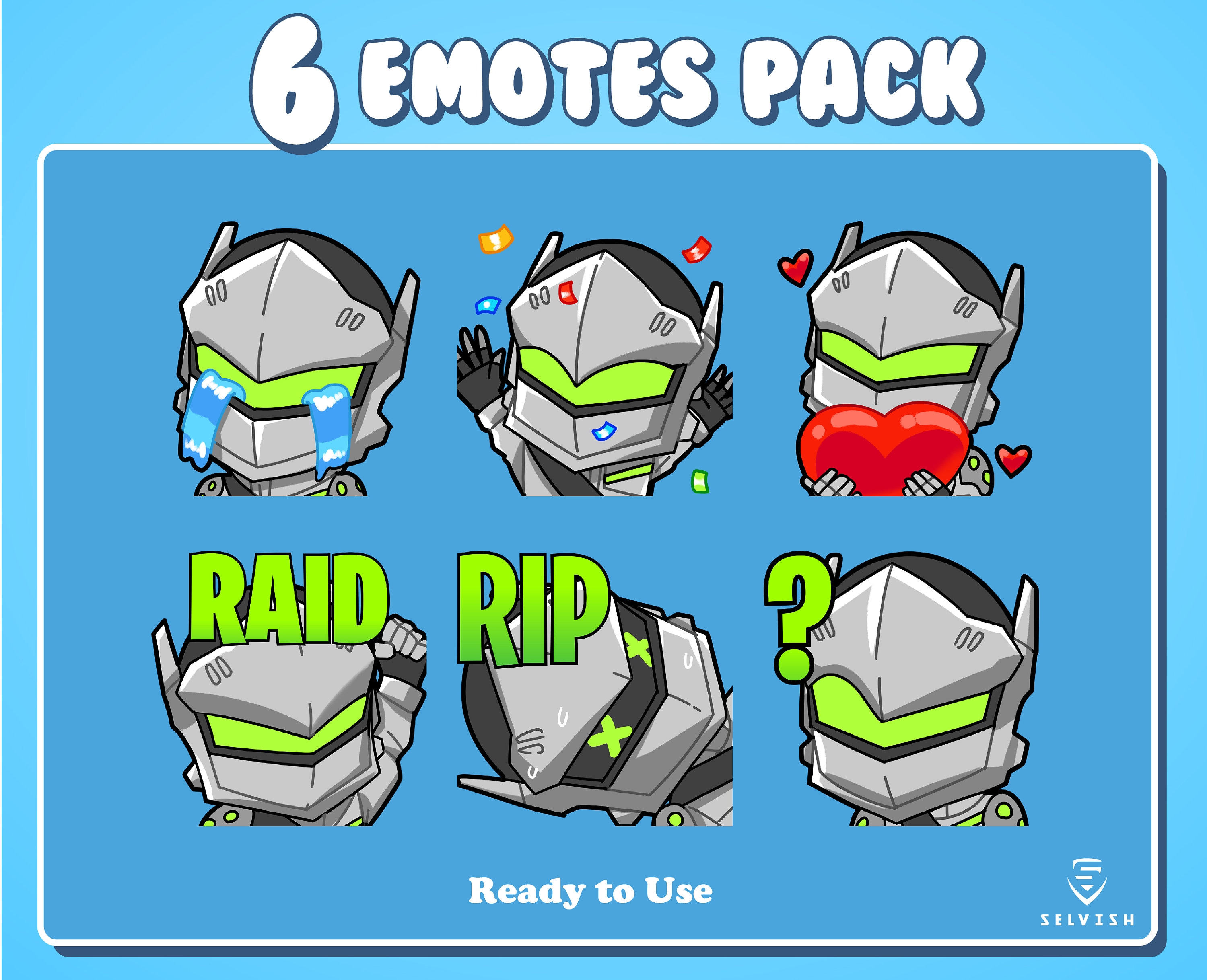Genji Overwatch 6 Emotes Pack | Genji Twitch Emotes | Overwatch 2 ...