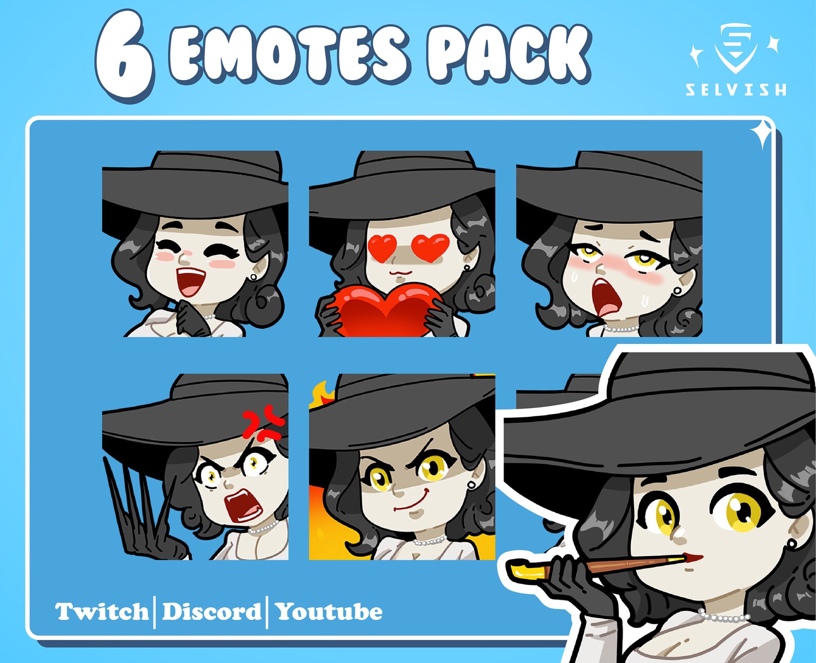 Lady Dimitrescu 6 Emotes Pack Alcina Dimitrescu Twitch Emotes Resident ...