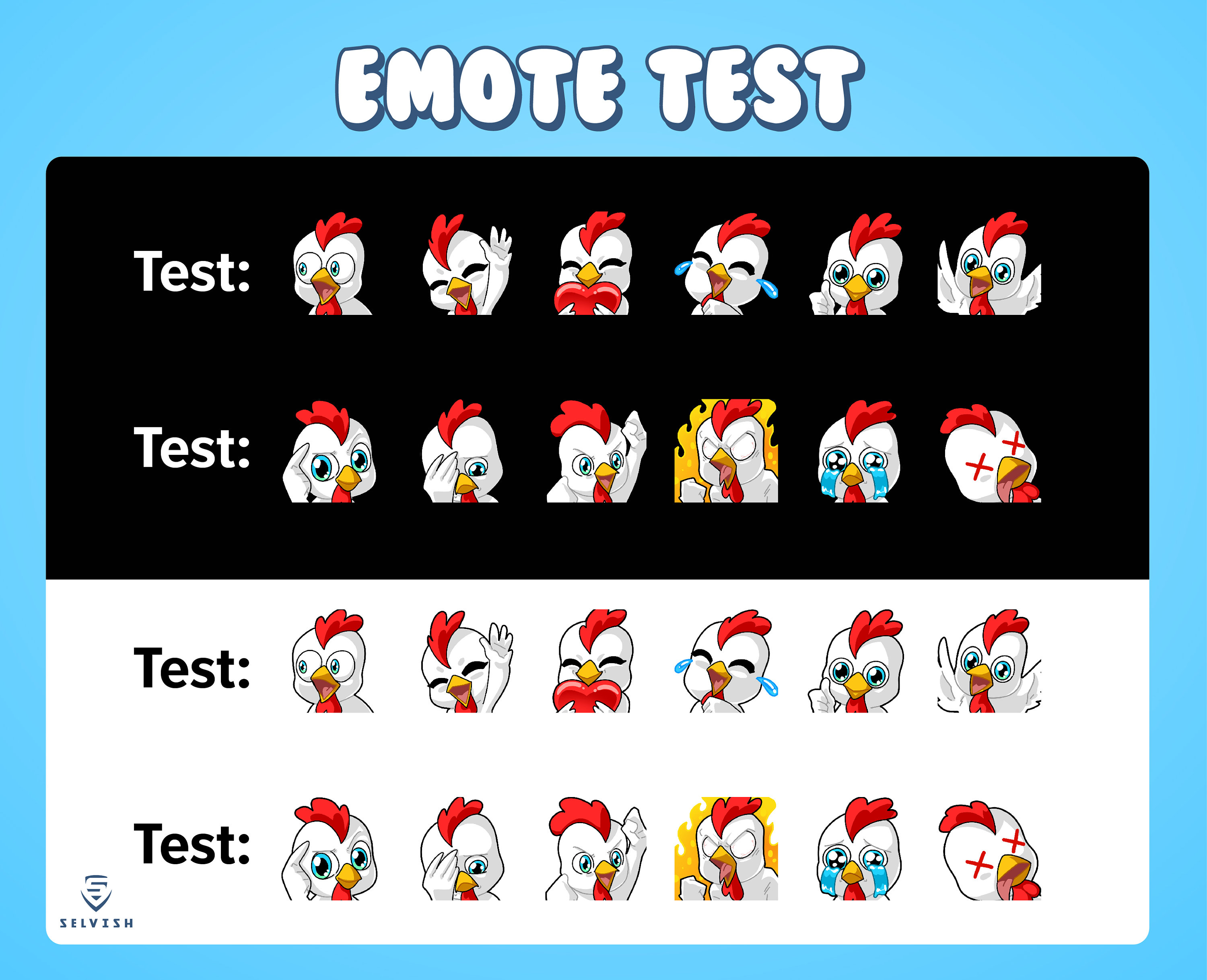 Chicken Rooster Emotes | Cute Funny Chicken Rooster 12 Emotes Pack for ...