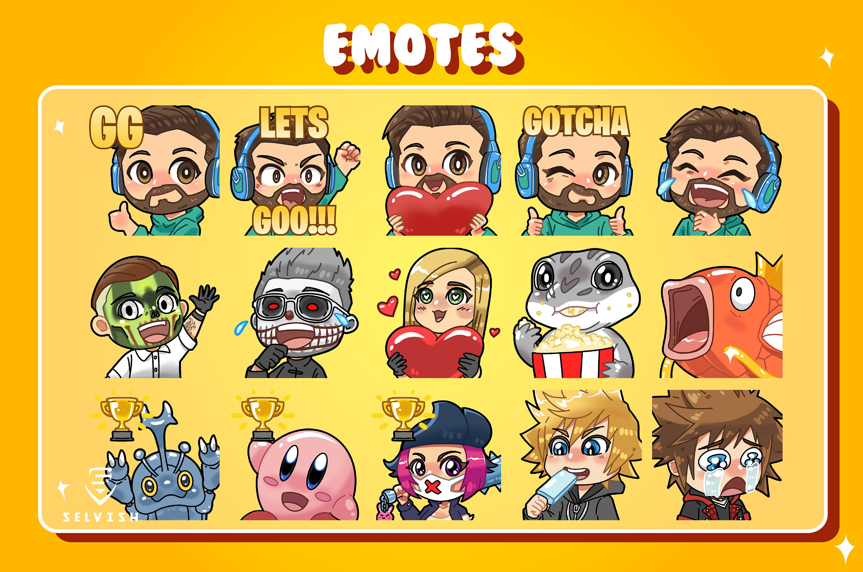 1X Custom Emote and Badge for Twitch, Discord, and Youtube in Chibi ...