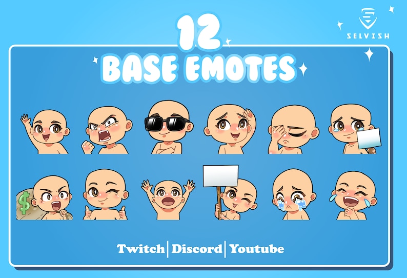 12 Emote Base Pack Chibi Emotes Base Twitch Emotes Discord - Etsy Finland