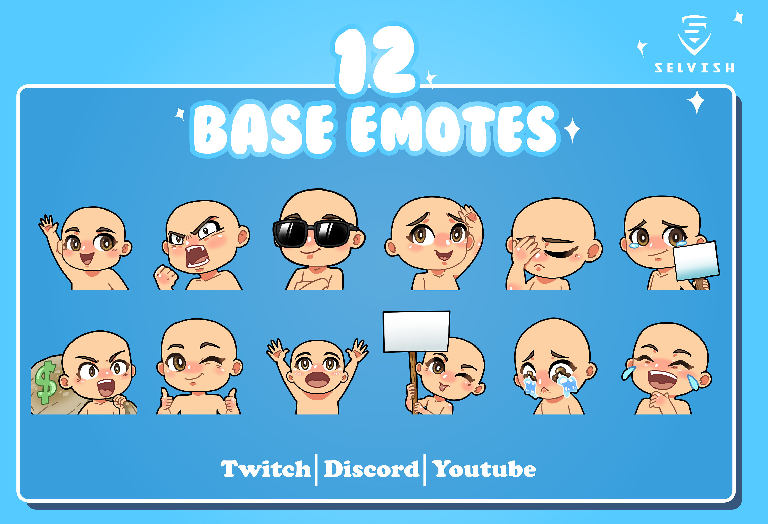12 Emote Base Pack Chibi Emotes Base Twitch Emotes Discord Emotes Diy Emotes Etsy