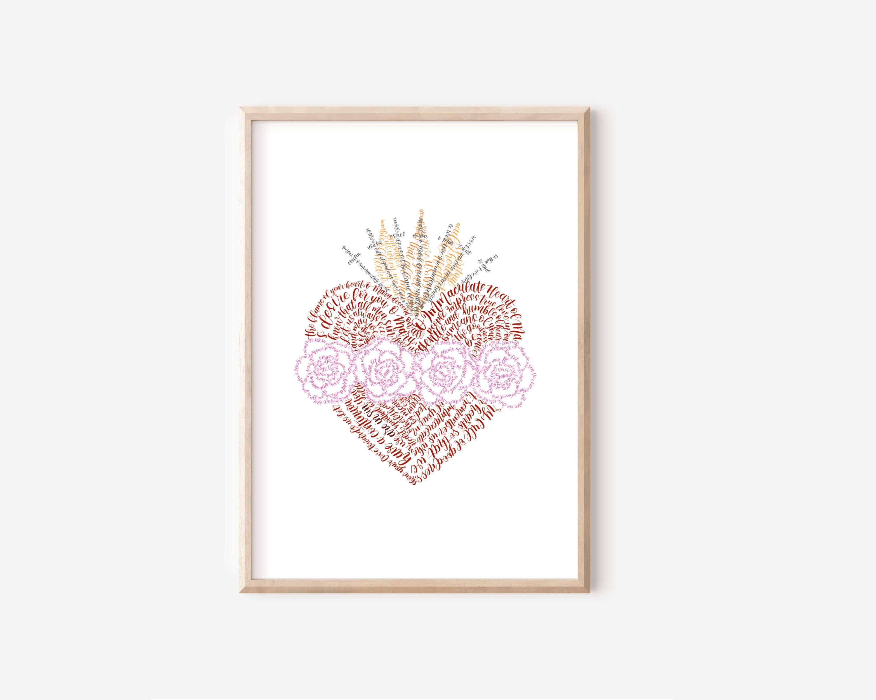 Immaculate Heart of Mary - Catholic Calligraphy Art - Etsy