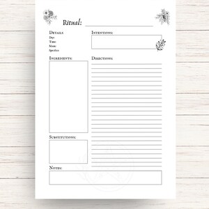 Ritual Planner Blank Book of Shadows Page, Digital Grimoire Page, Witch ...