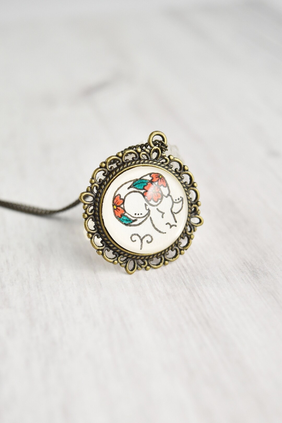 Aries Ram Necklace, Ram Astrology Necklace Whimsical Art, Glass Pendant ...