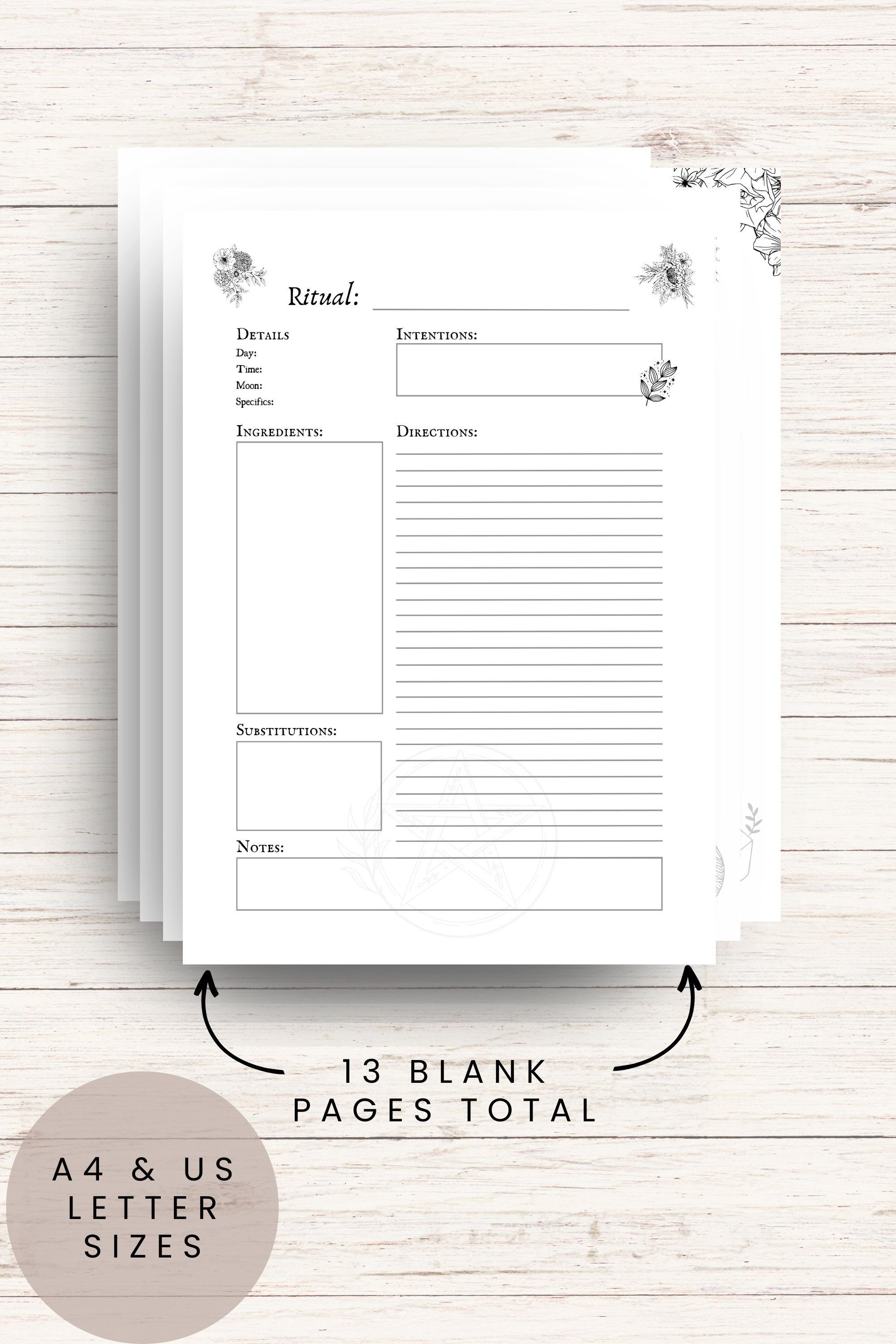Basic Blank Book of Shadows Pages, Digital Grimoire Pages, Witch ...