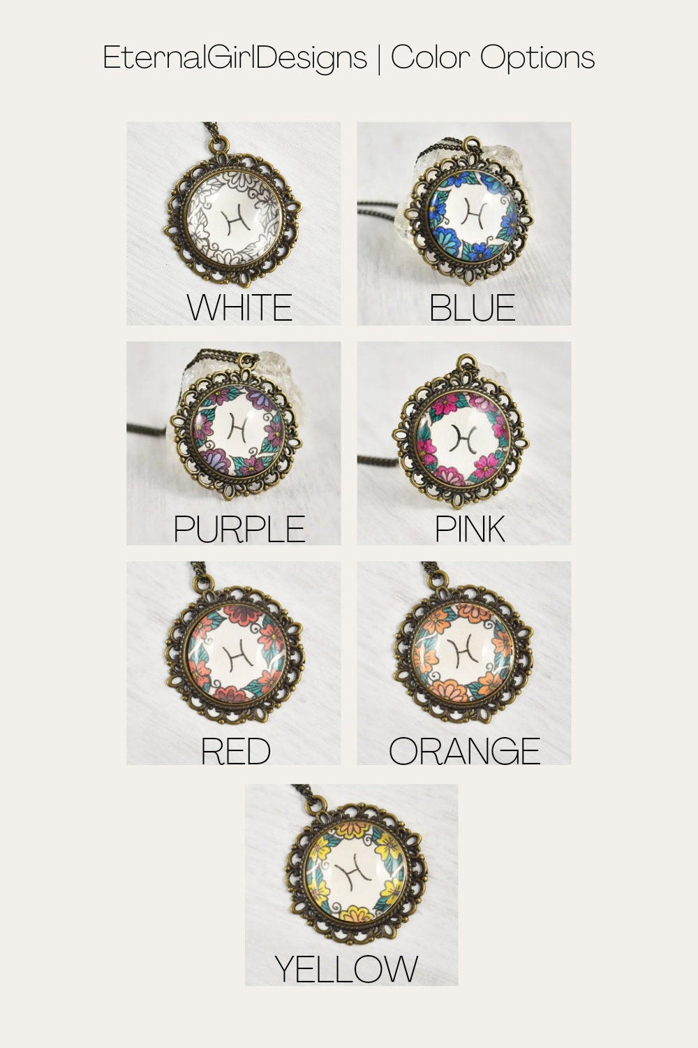 Floral Zodiac Virgo Necklace, Vintage Virgo Pendant Art, Constellation ...