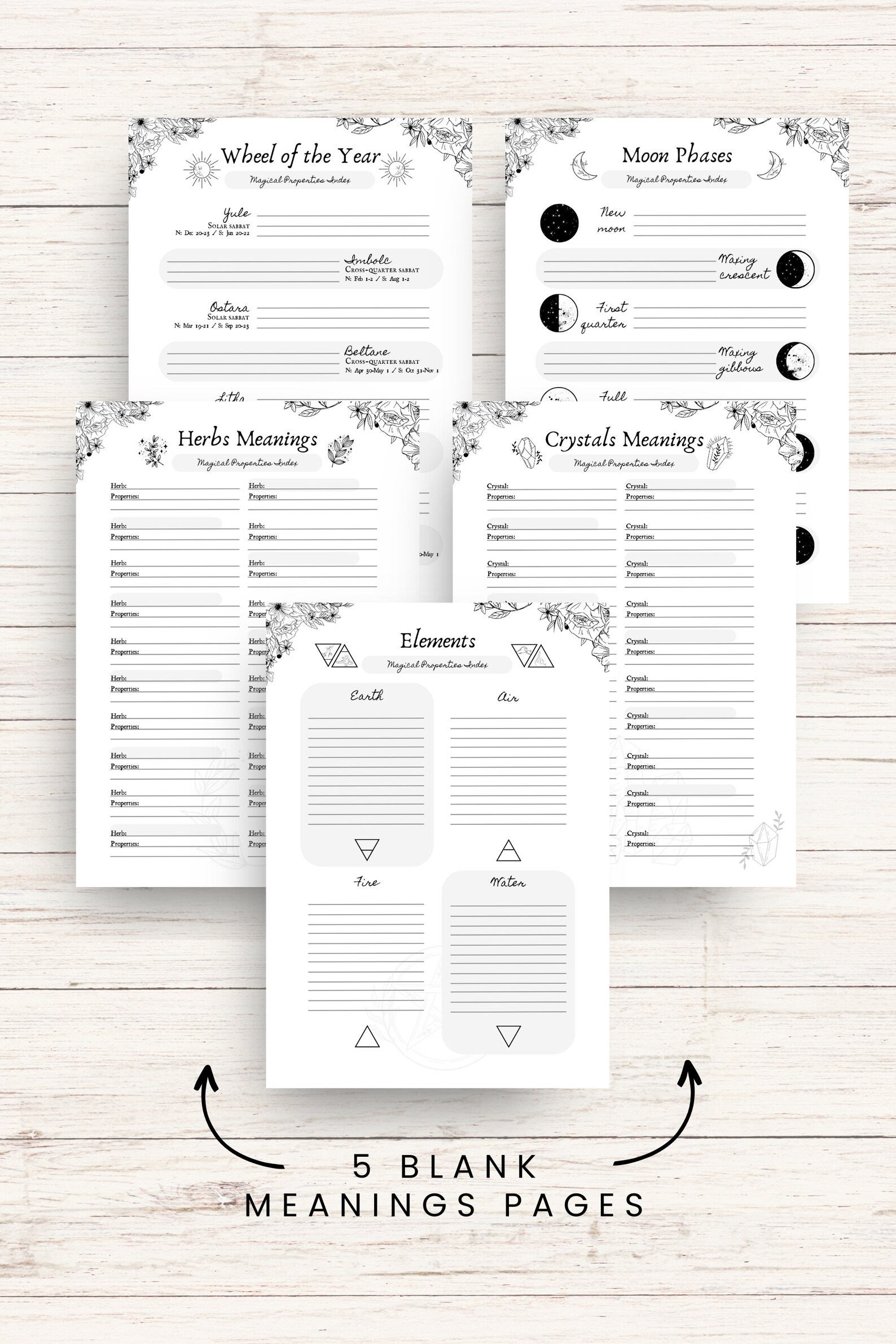 Basic Blank Book of Shadows Pages, Digital Grimoire Pages, Witch ...