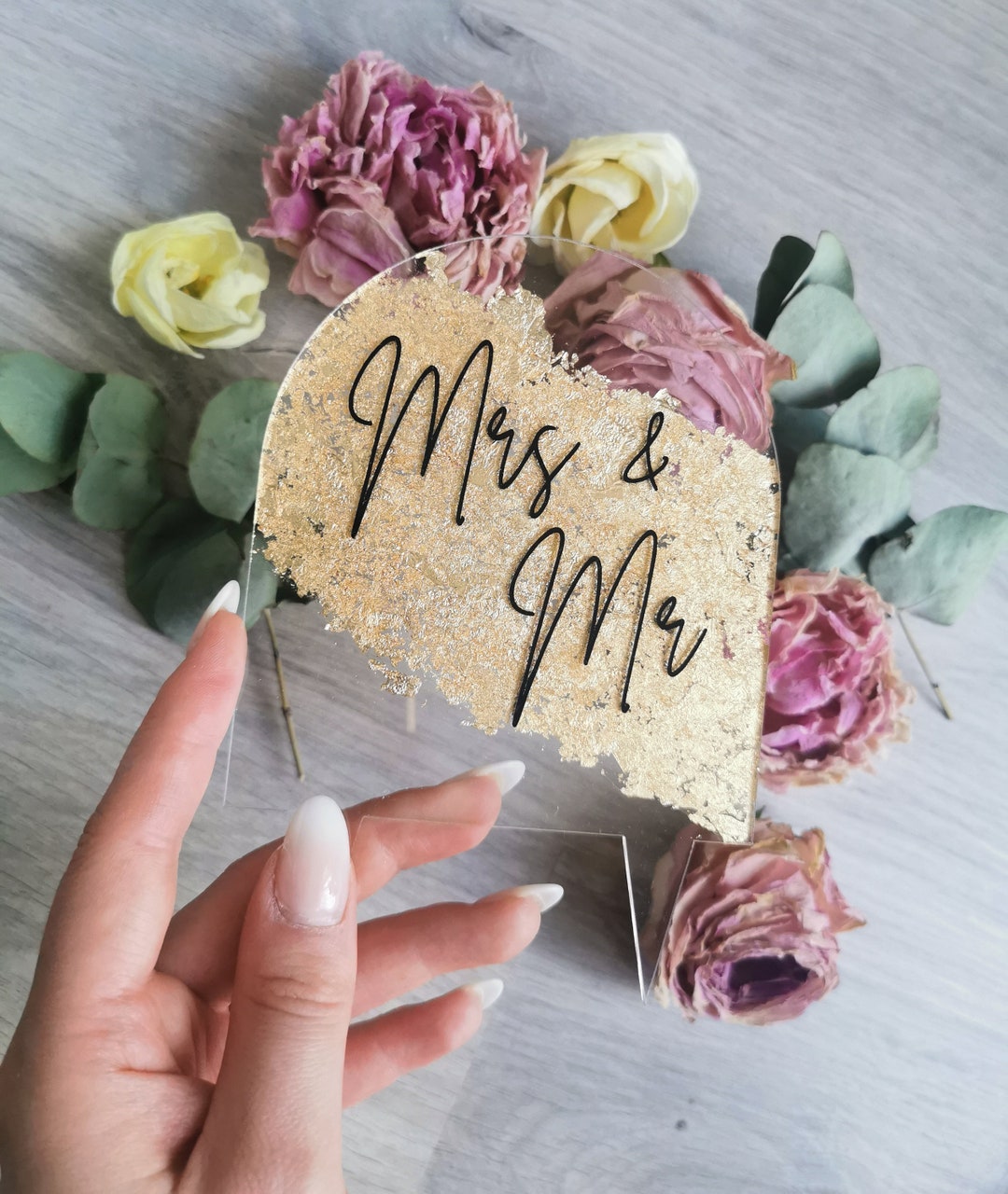 Caketopper Wedding Acrylic Cake Topper Cake Plug Gold Leaf Söz - Etsy