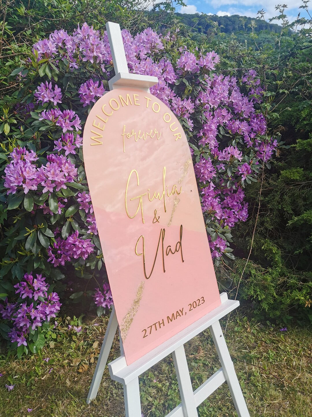 Welcome Sign Wedding Acrylic With Gold Leaf Decoration Personalized Söz ...