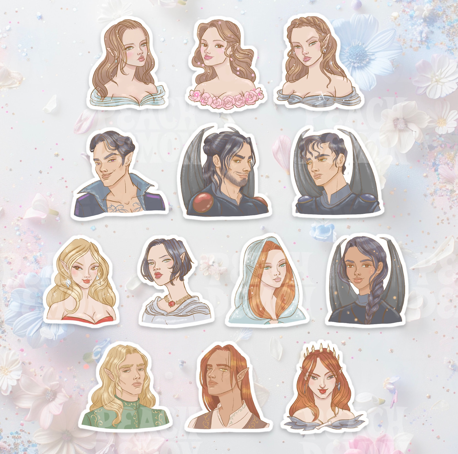 ACOTAR 13 Stickers Set All Characters Feyre Sticker Rhysand Nesta ...