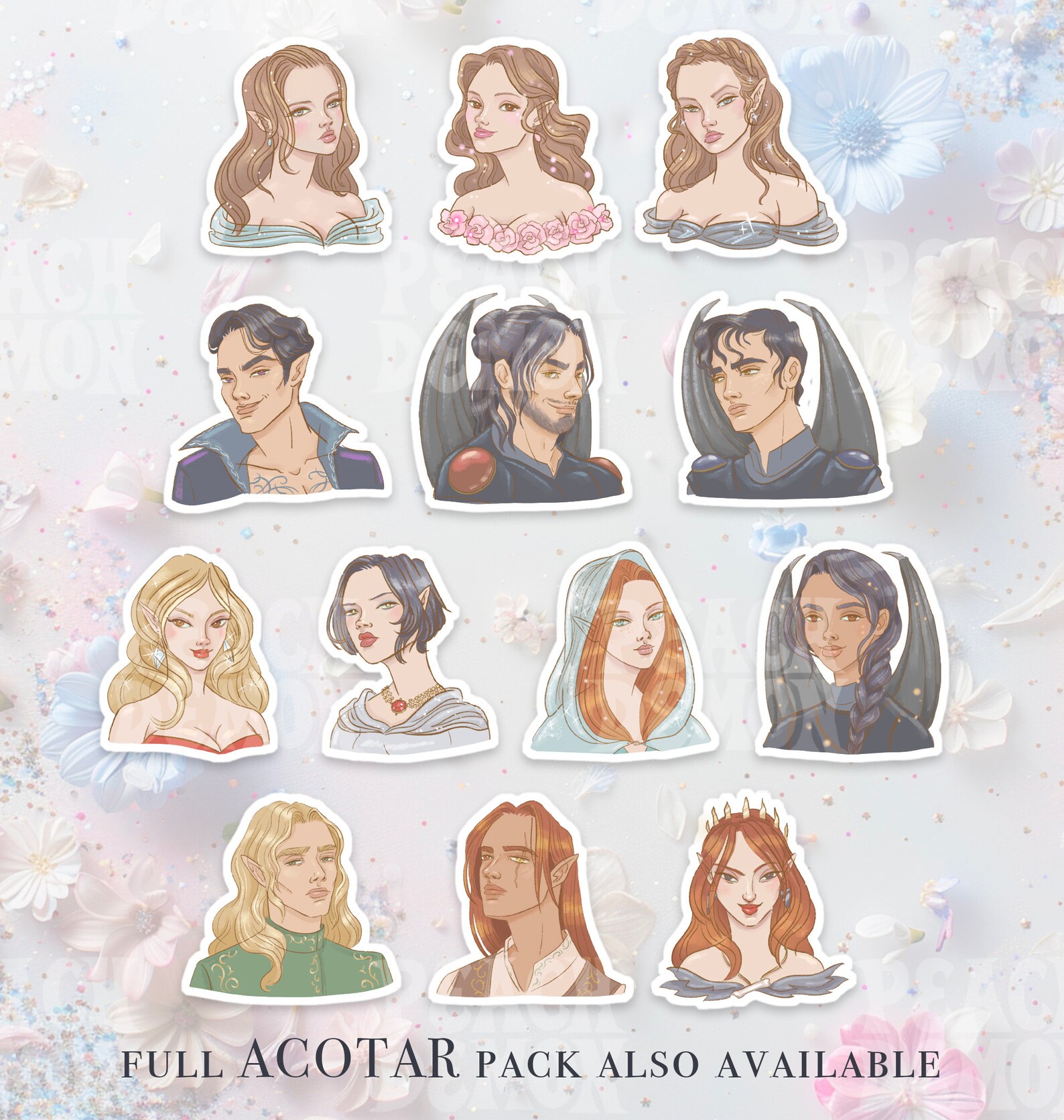 ACOTAR Stickers Set Feyre Nesta Elain Archeron Sisters Stickers set of ...
