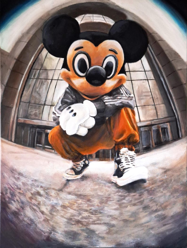 Realistic Mickey Mouse Acrylic Painting "yo!" - Etsy