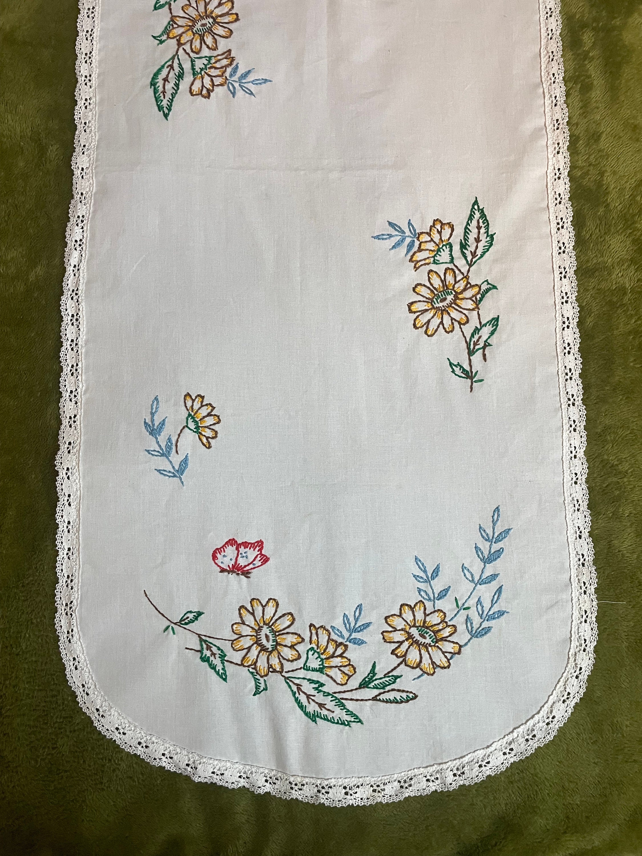 Vintage Embroidered Table Runner, Vintage Table Scarf, Vintage Dresser ...