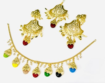 Traditional Punjabi Pippal Patti Necklace/earrings Tikka Set/gold ...
