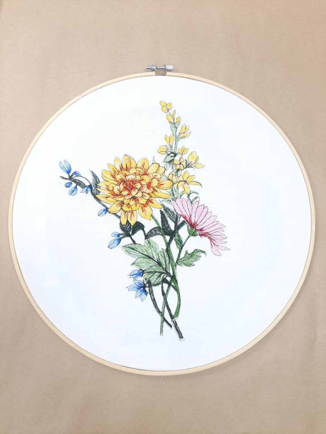 Embroidery Hoop 34 Cm/ 13.3" Embroidery on Cotton, Embroidery Art, Art ...