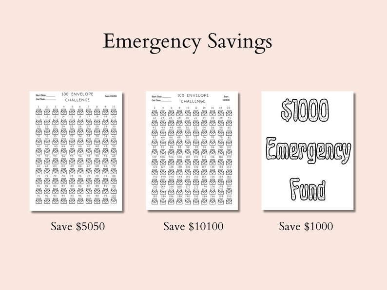 Savings Challenge Bundle, Savings Tracker Bundle, Money Saving ...