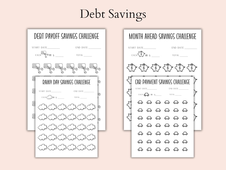 Savings Challenge Bundle, Savings Tracker Bundle, Money Saving ...