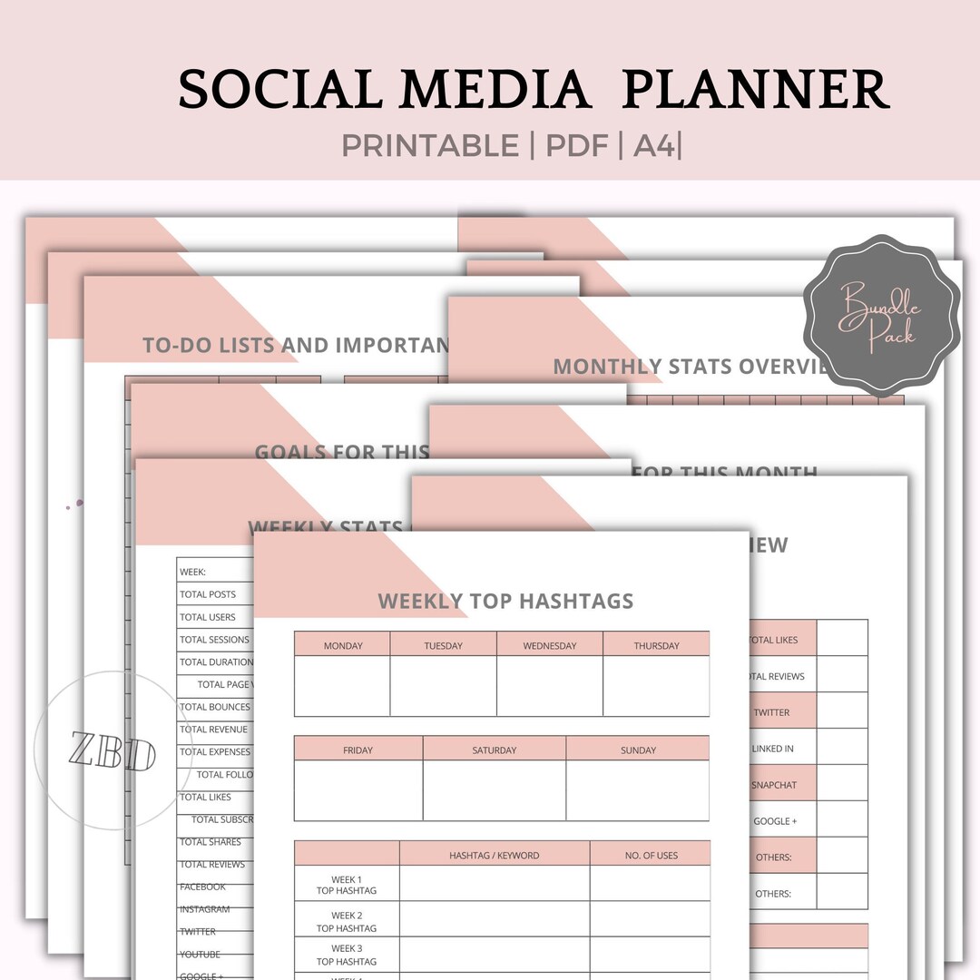 Printable Social Media Planner |helps You Plan Out Details of Your ...