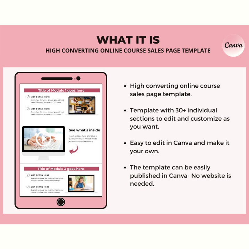 Course Sales Page Template | Online Course Launch Template | Website ...