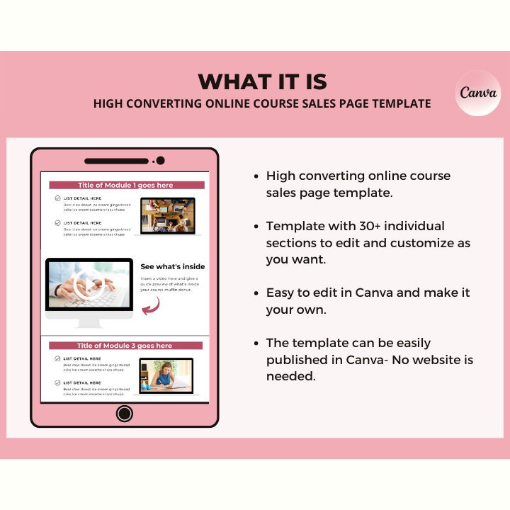 Course Sales Page Template Online Course Launch Template - Etsy