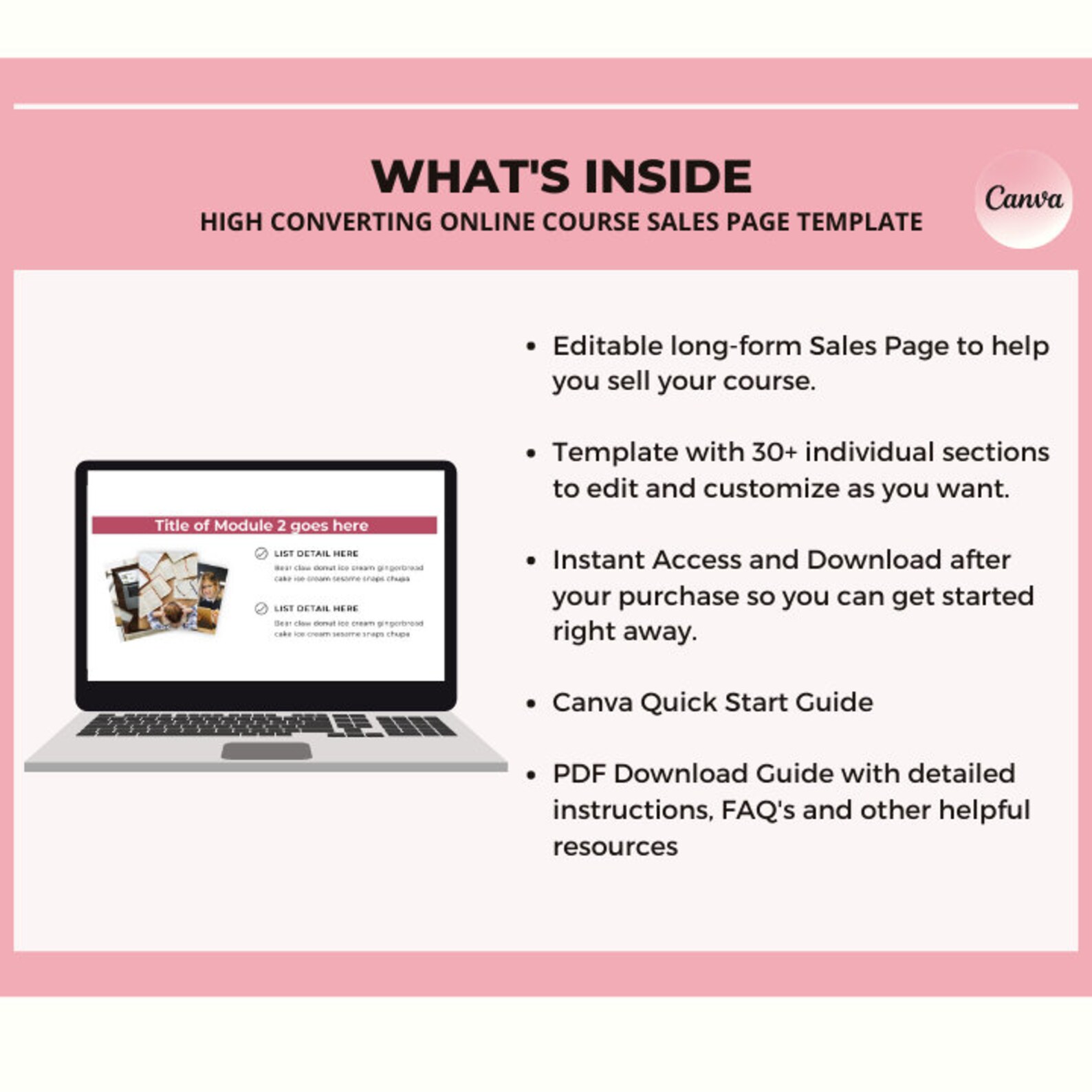 Course Sales Page Template Online Course Launch Template | Etsy