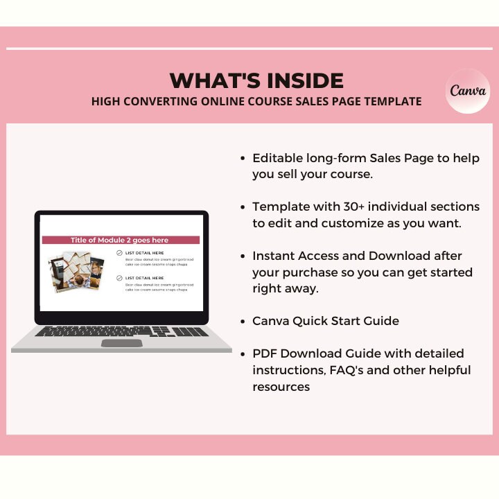 Course Sales Page Template Online Course Launch Template - Etsy