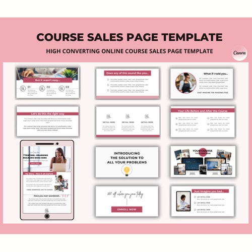 Sales Page Template Canva Online Course Launch Template - Etsy