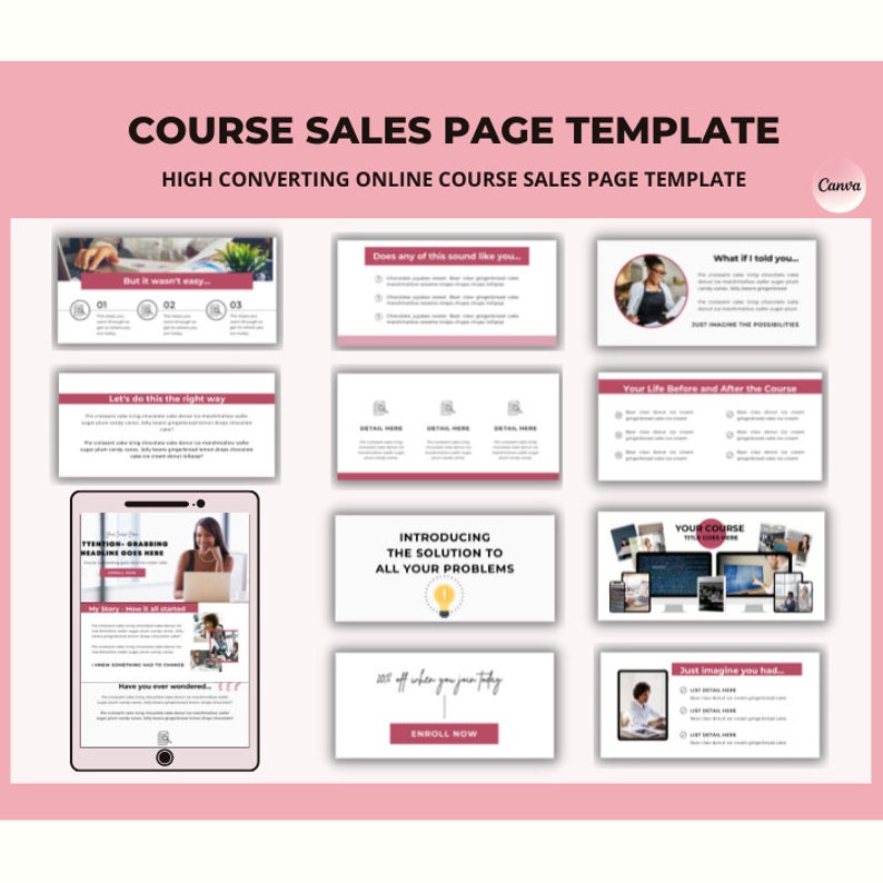 Course Sales Page Template | Online Course Launch Template | Website ...