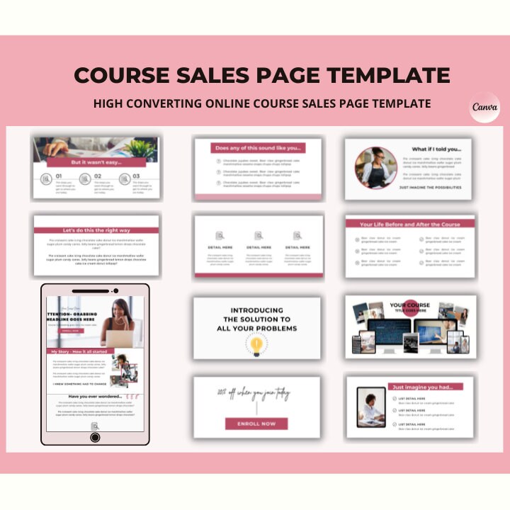 Course Sales Page Template Online Course Launch Template - Etsy